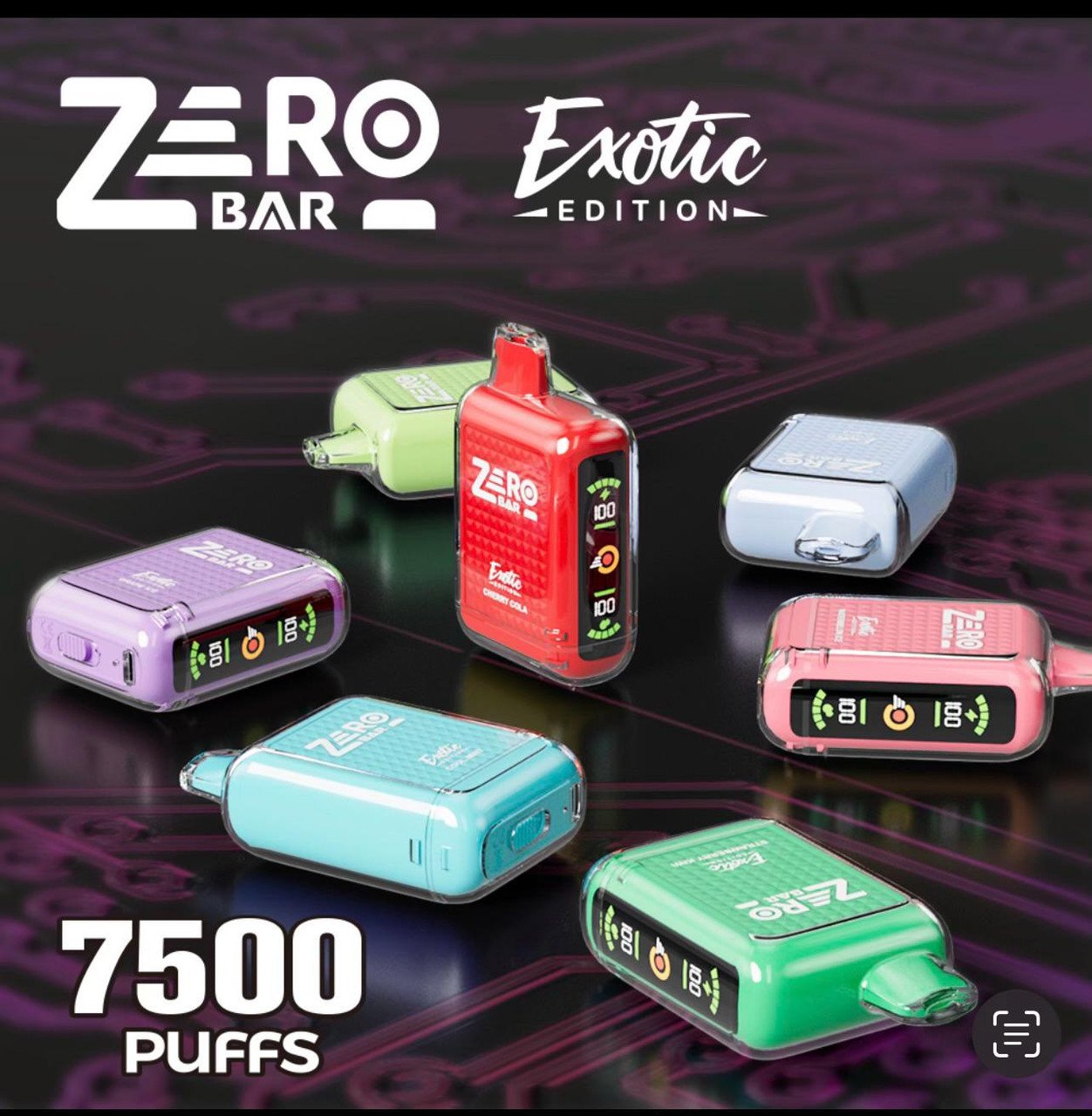 ZERO BAR EXOTIC EDITION 7.5K PUFFS 5CT/BOX - ZZ WHOLE SALE